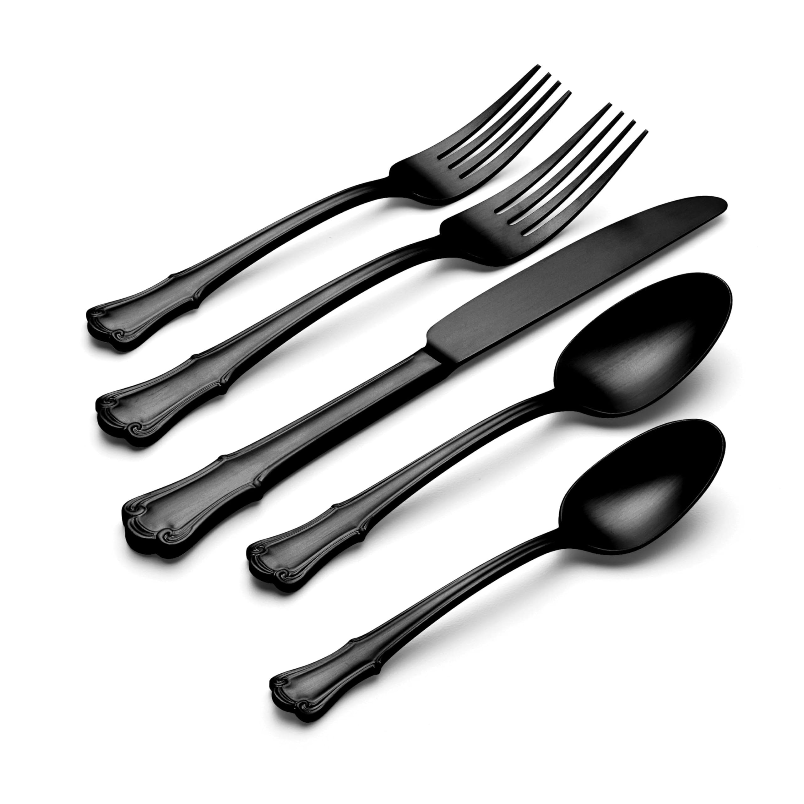 Oneida Satin Black James Street Piece Flatware Set, 20 Count