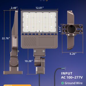 9PCS LED Parking Lot Lights 200W 160W 120W, LED Shoebox Light 5000K Adjustable Arm Mount, UL Listed Outdoor Pole Light with Photocell, IP65 Waterproof Commercial Street Area Flood Lighting 100-277V