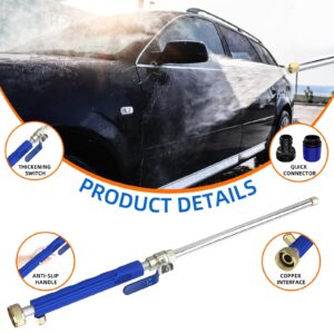 DECOKTOOL High Pressure Washer Wand, Hydro Jet Nozzle Power Washer Tools with 2 Different Nozzles and Hose Quick Connectors for Car Washing, Garden Cleaning, Patio, 18Inch Blue