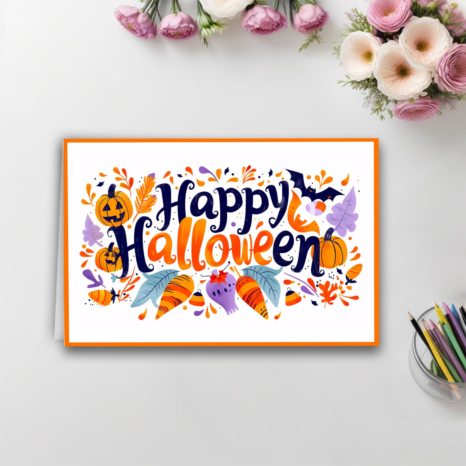 ANCEPO Funny Halloween Cards and Envelopes for Adults, Halloween Thank You Gifts, Happy Halloween Greeting Cards, Halloween Decorations for Kids Party Indoor