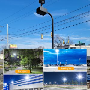 9PCS LED Parking Lot Lights 200W 160W 120W, LED Shoebox Light 5000K Adjustable Arm Mount, UL Listed Outdoor Pole Light with Photocell, IP65 Waterproof Commercial Street Area Flood Lighting 100-277V