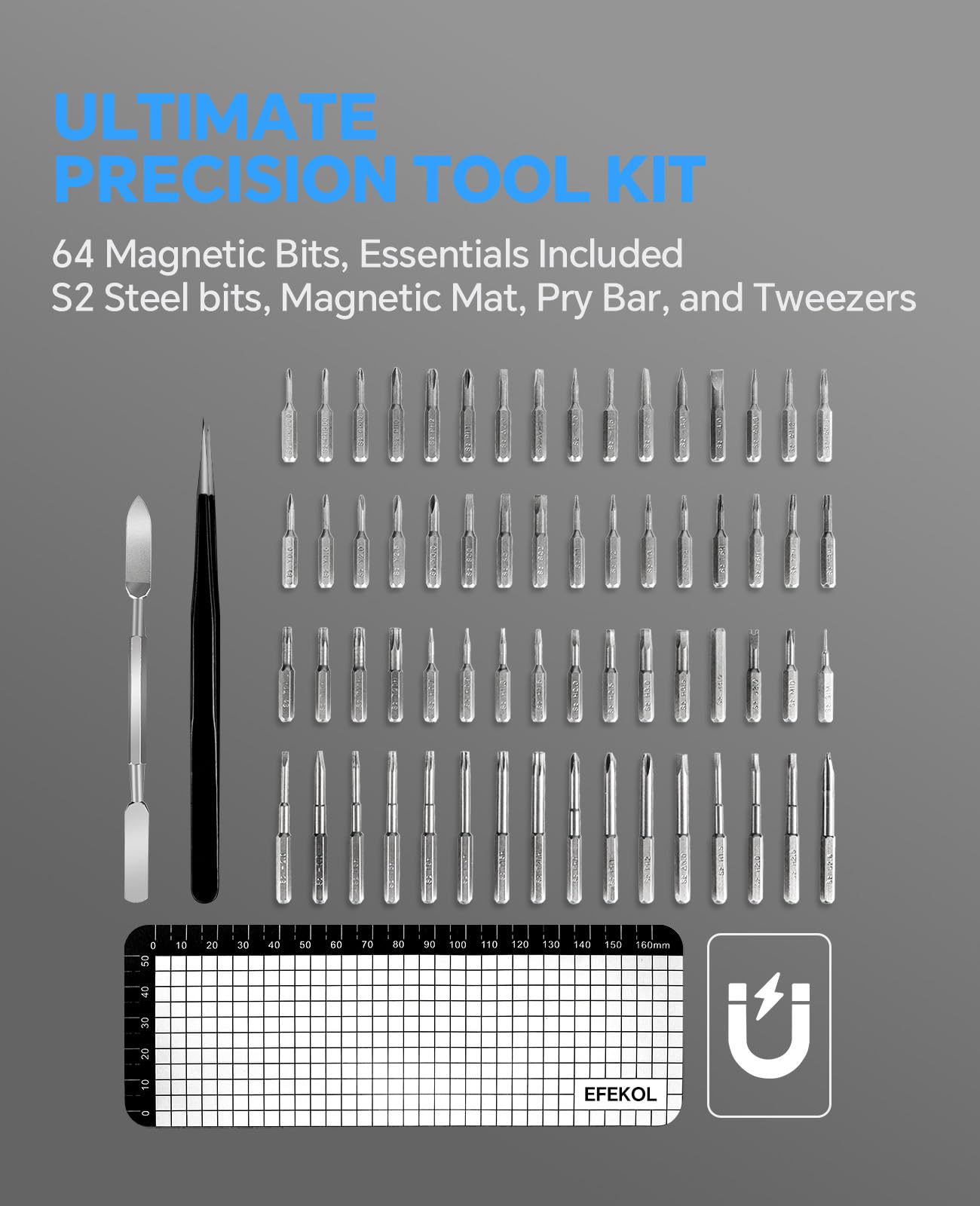 Mini Electric Screwdriver, 70 in 1 Precision Screwdriver Kit with 64 S2 Magnetic Bits, 5 Torque Levels, LED Screen Display, Rechargeable Power Screwdriver, Precision Work Set for Laptop Phone Watch