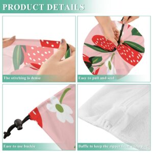 Extra Large Travel Laundry Bag And Mesh Laundry Bag, Rip-Stop Dirty Clothes Bag with Drawstring, Duty Travel Laundry Bag, Large Laundry Hamper Liner (24" x 36") Cute Strawberry (28)