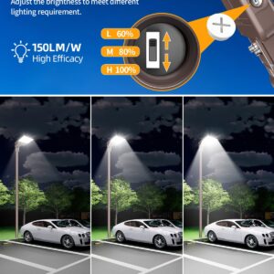 6PCS LED Parking Lot Lights 150W 120W 90W, LED Shoebox Light 5000K Adjustable Slip Fitter, UL Listed Outdoor Pole Light with Photocell, IP65 Waterproof Commercial Street Area Flood Lighting 100-277V