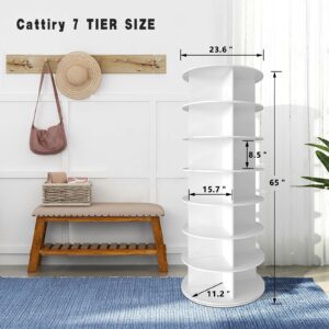 Rotating Shoe Rack,7 Tier Spinning Shoe Rack,Revolving 360° Shoe Rack,Lazy Susan Shoe Rack for Entryway,Shoe Carousel Fits 28 Pairs of Shoes,Handbag,Easily Assembled Vertical Shoe Tower