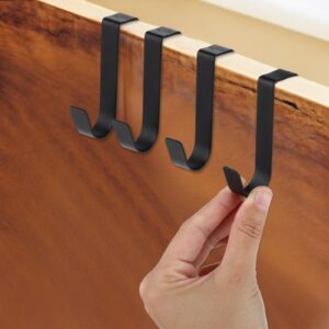 Qianyu 6 Pcs Heavy Duty Over Door Towel Hooks Shower Door Hook Drilling-Free Shower Squeegee Hooks Extended Towel Hooks Black Glue-Free Hooks for Bedroom Bathroom Frameless Glass Shower Door