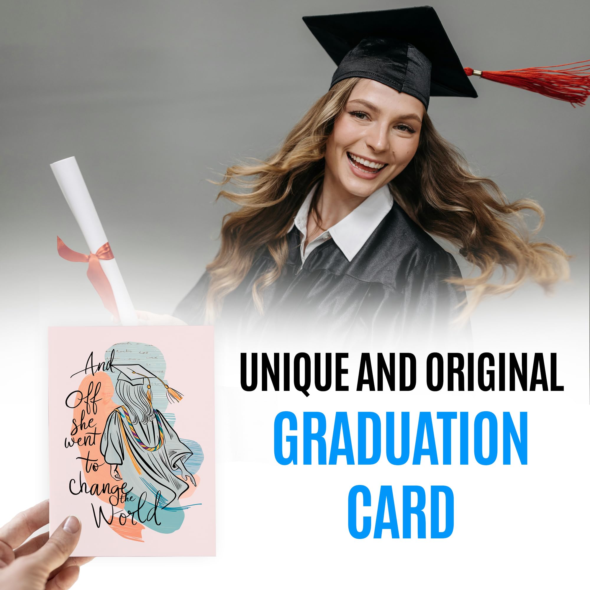 Graduation Card for Her - High School College Graduation Cards 2024 for Women - Masters Degree Congratulations Cards for Girls - Proud of You Card for Daughter, Granddaughter, Sister, Niece - And Off