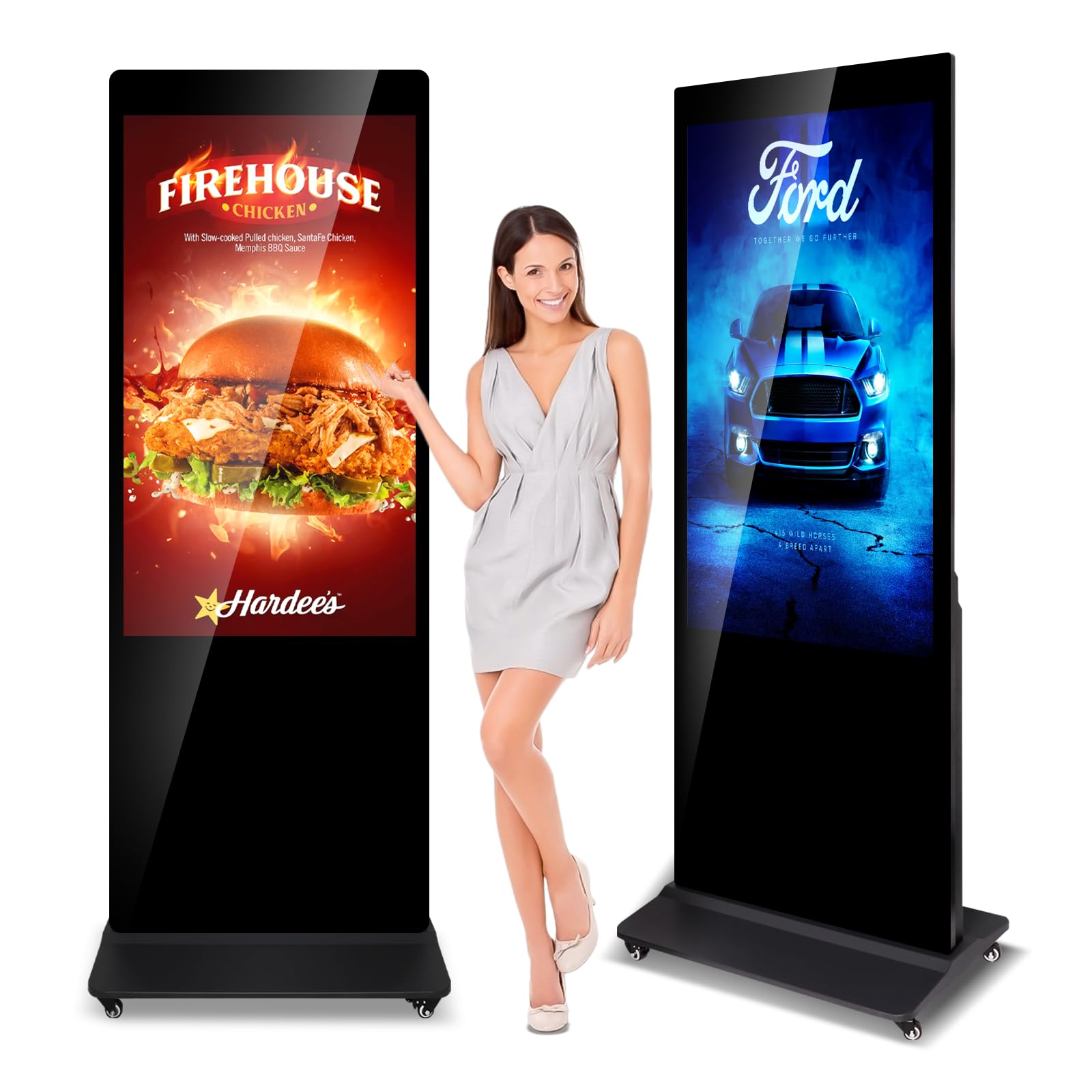 ROOMEDAL Digital Signage Display,65 Inch 4K Smart Cloud Control Touch-Screen Indoor LCD Screen IPS Floor Standing Digital Kiosks,Commercial Interactive Advertising Display Screen