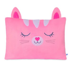 saint eve kids pillow pals fuzzy pillow cases, cute animal friends soft pillow covers for kids beds and nap time - strawberry the cat