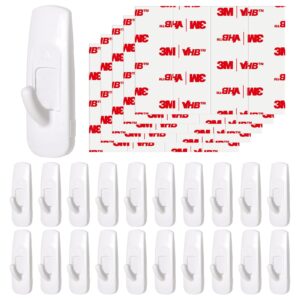 julywind 20 medium hooks for hanging, adhesive wall strips hooks heavy duty, no damage sticky utility hooks with 24 strips for bathroom towel，coat，door，key