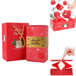 surprise gift box explosion for money, christmas surprise gift box explosion, folding bouncing red gift box pop-up explosion gift box for christmas birthday anniversary new year (10 box red)