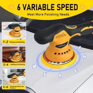 Cordless Car Buffer Polisher for Dewalt 20V Battery, 6 Inch Portable Orbital Polisher Brushless Power Polisher for Car Detailing Polishing Waxing (Battery Not Included)