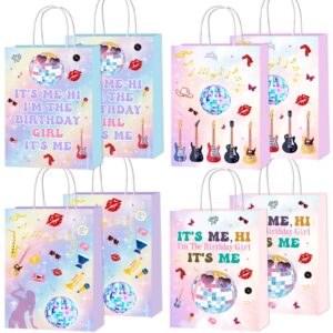 snabetna music birthday party paper bags decorations,16pcs goodies bags,double sided birthday paper bags with 4 styles, music theme birthday party favors