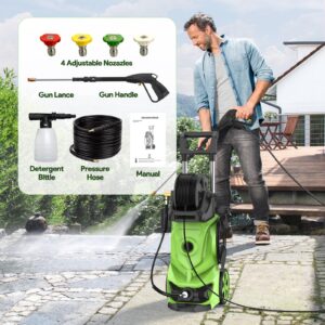 Hncelrat Barn Light Bundle Pressure Washer, 1-Pack Dusk to Dawn Area Lights with Photocell, 100W 15000LM, 6500K & 3000 PSI 2.6 GPM Portable Electric Power Washer with 4 Different Pressure Nozz