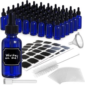 nevlers 48pk cobalt blue 1 oz glass dropper bottle | no-leak 30ml dropper bottles |versatile small dark bottles with dropper for oils, tincture bottles with dropper, empty eye dropper bottle & more