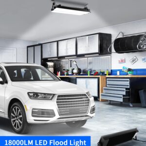 150W LED Shop Lights for Garage 1000W Equiv, 18000lm Very Bright LED Work Light, IP66 Waterproof Outdoor Flood Light with Plug, 5000K White High Bay Light for Workshop Yard Garage Factory (2 Pack)