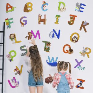 ABC Educational Wall Stickers for Kids - Animal Alphabet Wall Decals by Lipastick - Letters Wall Decals for Bedroom Girls Boys Baby Room Decoration Nursery Removable Wall Decals Peel and Stick