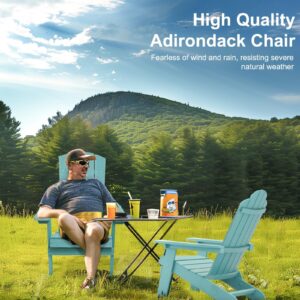 ROCKINGRUN Adirondack Chair Set of 4,Adirondack Chair Weather Resistant, Outdoor Patio Chairs, Plastic Fire Pit Chair for Lawn Outdoor Porch Garden Backyard Deck,Blue