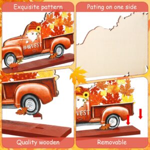 Blosssound 6 Pcs Fall Table Decorations Wooden Thanksgiving Table Signs Hello Fall Truck Gnomes Pumpkin Sunflower Table Centerpieces for Autumn Harvest Happy Thanksgiving Party Decor Supplies Gifts