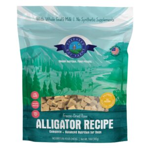 Shepherd Boy Farms Freeze Dried Raw Dog Food (Alligator Recipe), All Natural Raw Dog Food, 14 oz Bag, Freeze-Dried Dog Food, Made in USA, Novel Protein, Raw Nutrition, Food Topper or Complete Meal