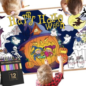 faisly halloween coloring tablecloth for kids(include markers) 35x72 in giant halloween coloring poster,kids halloween party decorations for classroom,halloween crafts for kids