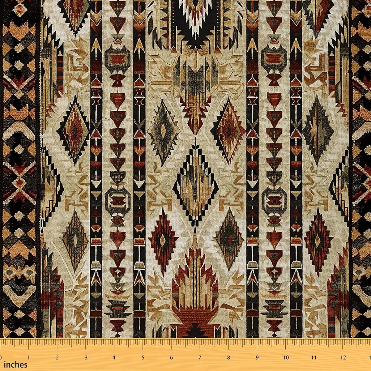 Feelyou Tan Southwestern Upholstery Fabric for Chairs 1 Yard Geometric Fabric by The Yard Tribal Native American Indian Design Vinatge Decorative Waterproof Fabric Exotic Stripe Line Outdoor Fabric