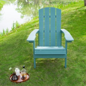 ROCKINGRUN Adirondack Chair Set of 4,Adirondack Chair Weather Resistant, Outdoor Patio Chairs, Plastic Fire Pit Chair for Lawn Outdoor Porch Garden Backyard Deck,Blue