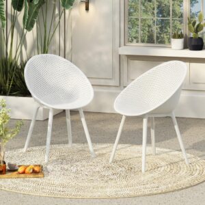 christopher knight home white lounge chairs set of 2 – modern accent chairs-resistant patio chairs with mesh design for garden, balcony, or backyard – sleek and comfortable seating for outdoor spaces