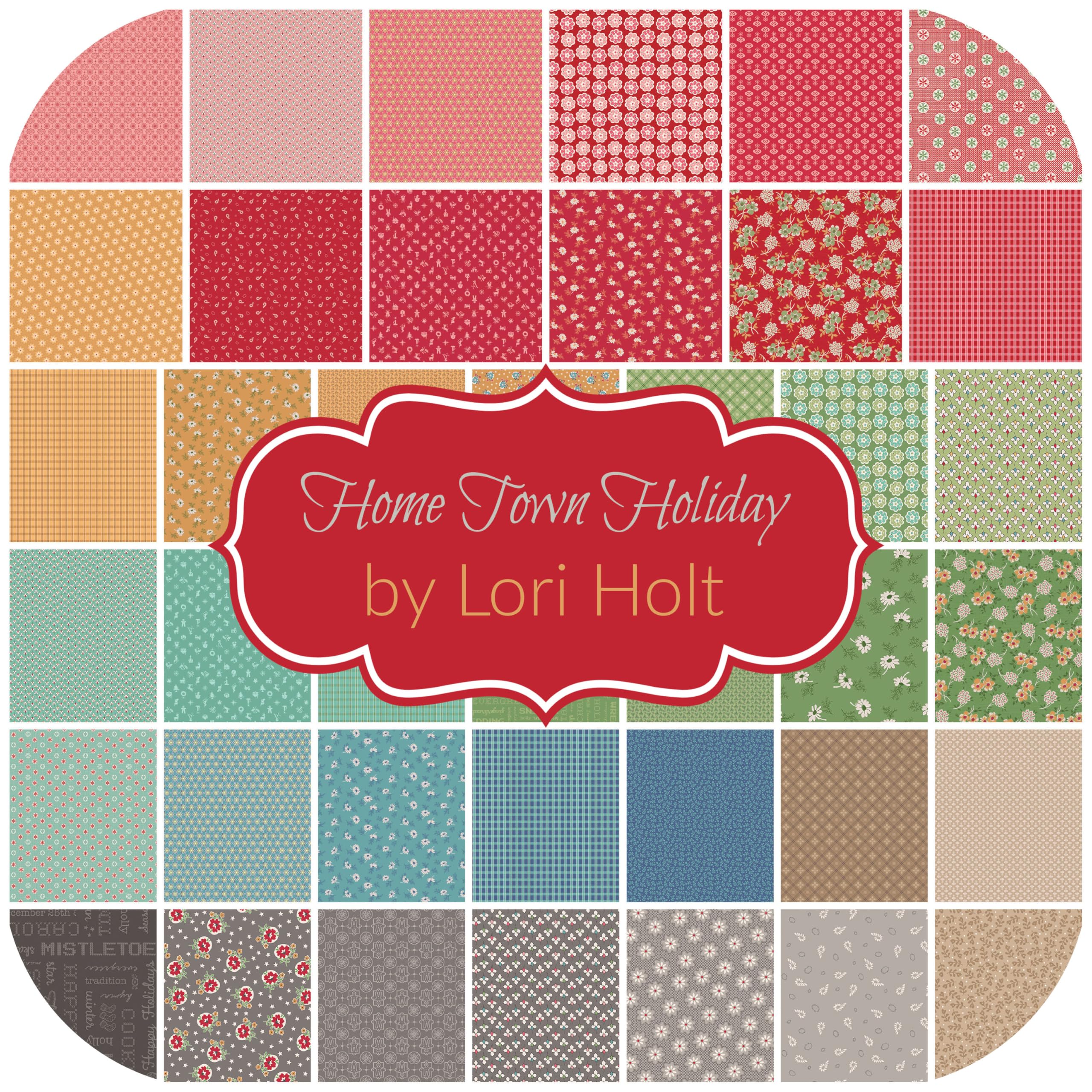 Hometown Holiday Charm Pack (42 Pieces) by Lori Holt for Riley Blake 5 x 5 inches (12.7 cm x 12.7 cm) Fabric Squares DIY Quilt Fabric