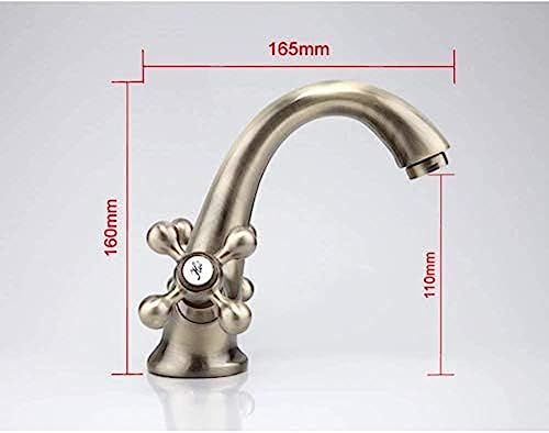 MFQJJRRMI Kitchen Taps Retro Style Antique Bathroom Faucet Brushed Bronze Sink Hot and Cold Water Faucet Bathtub Sink Mixer Tap Double Handle