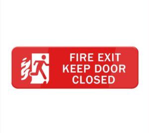 fire exit keep door closed sign, self adhesive sign for door or wall 8 x 3 inch quick and easy installation premium acrylic design for your home office/business