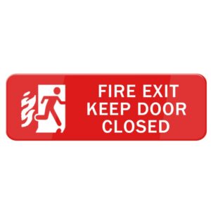 Fire Exit Keep Door Closed Sign, Self Adhesive Sign For Door Or Wall 8 X 3 Inch Quick And Easy Installation Premium Acrylic Design For Your Home Office/Business