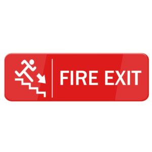 Fire Exit Sign, Self Adhesive Sign For Door Or Wall 8 X 3 Inch Quick And Easy Installation Premium Acrylic Design For Your Home Office/Business