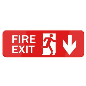 Fire Exit Sign, Self Adhesive Sign For Door Or Wall 8 X 3 Inch Quick And Easy Installation Premium Acrylic Design For Your Home Office/Business