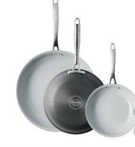 tramontina hard anodized skillets, ceramic non-stick interior, 3 pack