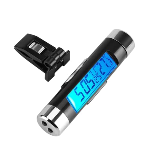 Car Clock Thermometer with Backlight, LCD Digital Clock Monitor, Ideal for Use in Car, Convenient Temperature Display (Blue Background)