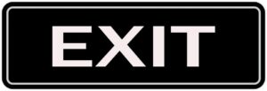 exit sign for house (with strong adhesive tape), 3" x 8" premium durable for home & office,acrylic signs for front door/wall/window, clear and easy to read