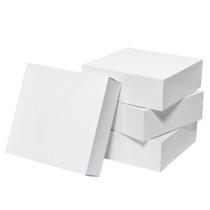 mefleet 12x12x4 inches large gift boxes with lids 10 pack extra deep square boxes shirt boxes clothes scarf box for christmas presents, holidays, birthday, wedding gift wrapping white