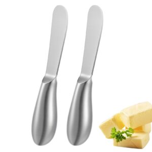 2 pieces butter spreader knives, stainless steel butter knife, multipurpose cheese spreader knives, cheese knives butter knife spreader for cheese cold butter jam pastry making charcuterie utensils