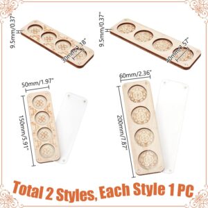 AHANDMAKER 2Pcs Wooden Jewelry Storage Tray with Glass Lid 2 Sizes Wood Bead Board with Lid 4 Slot Old Lace Bead Storage Organize for Beads, Bracelets, and Small Accessories