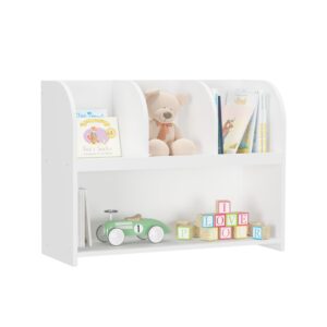 Matalde Kids Bookcase with 4 Compartments, Storage Book Shelf, Storage Display, Rack,Toy Organizer for Children's Room, Playroom, Nursery Furniture,Youth, Kids,Baby Furniture MDF White 27.78LBS