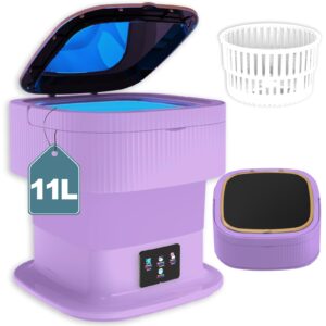 portable washing machine, 11l mini washing machine, small compact washer and dryer, collapsible portable laundry washer, travel, apartment, dorm, camping, rv, underwears, socks, baby clothes (purple)