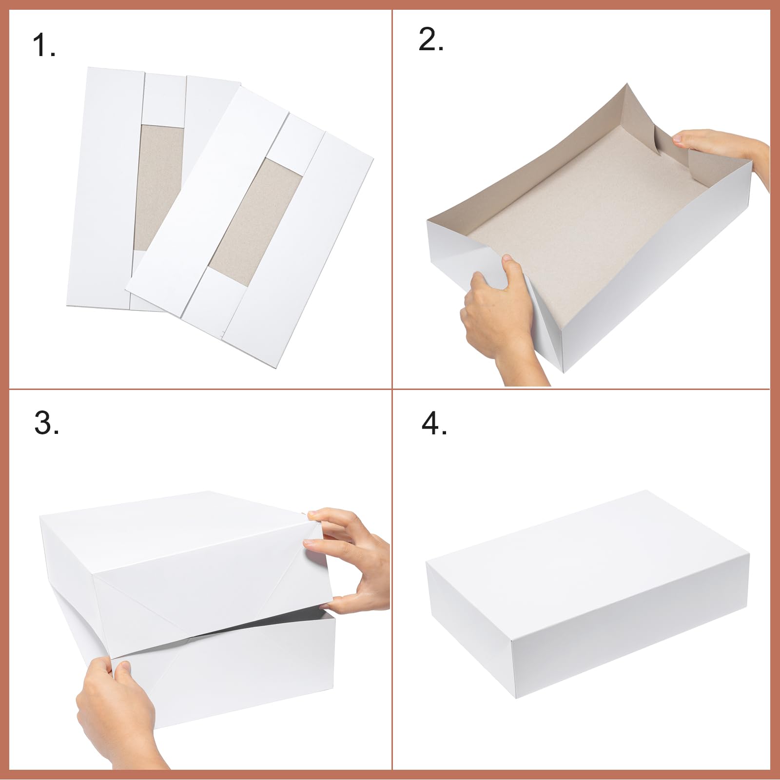 Mefleet 14x10x4 Large Gift Boxes with Lids 10 Pack Extra Deep Shirt Boxes Clothes Robe Sweater Box for Christmas Presents, Holidays, Birthday Gift Wrapping White