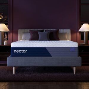 nectar luxe hybrid 14” cal king mattress - medium firm - contouring memory foam & innerspring coils - cooling fiber upgrade - 3” pressure relief layer - 365-night trial & forever warranty