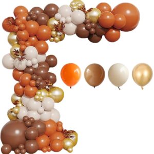 friendsgiving balloon arch 152pcs brown and orange balloons for happy friends giving thanksgiving day fall party decorations