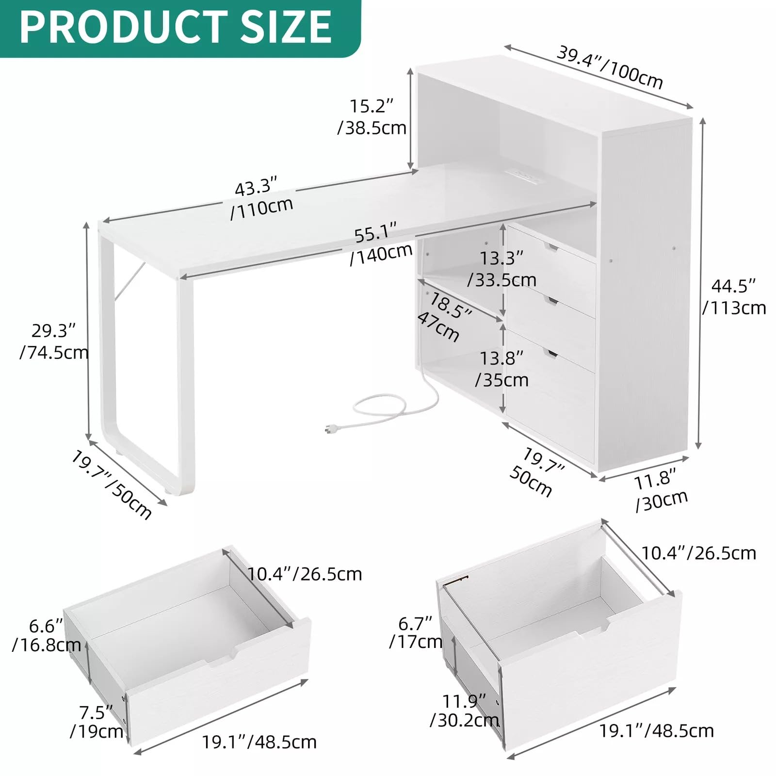 Denominate L-Shaped Gaming Desk with File Drawer & LED Lights Corner Computer Table with Power Outlets Spacious Workstation Sleek Designideal for