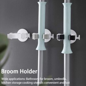 Pilarmuture 4Pcs Broom and Mop Holder,Wall Mounted Garden Tool Rack Organizer,Anti Slip Broom Hanger,Self Adhesive Mop Holder Wall Mount for Laundry Room Kitchen Closet Garage Decor