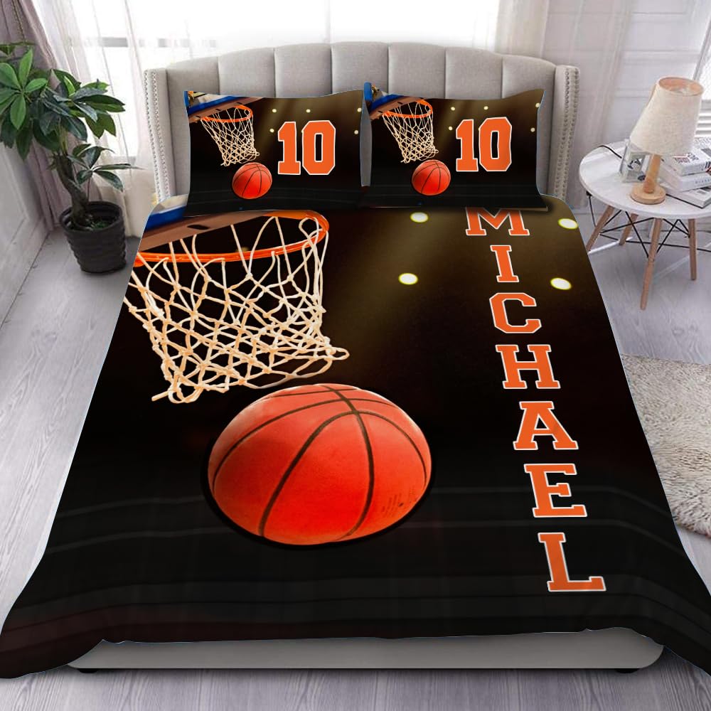 Custom Basketball Hoop Art Bedding Set, Basketball Comforter Set Twin Full Queen King, Basketball Comforter Set Twin Ultra-soft Quilt for Bedprinted Basketball Bedspread Basketball Bedroom Decor