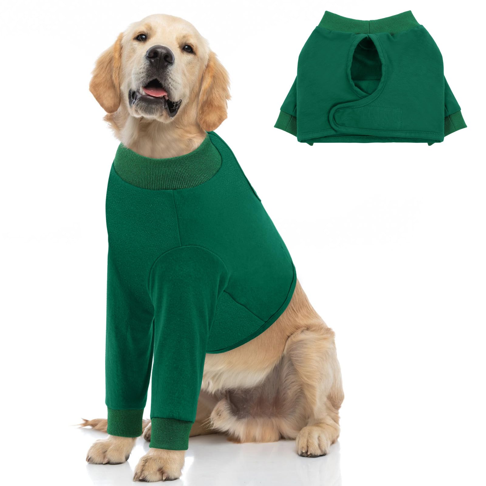 Queenmore Dog Recovery Suit for Front Legs, Adjustable Dog Leg Sleeves to Stop Licking, Breathable Suitical Recovery Sleeve for Large Dogs, Wound Care for Dogs, Green, L