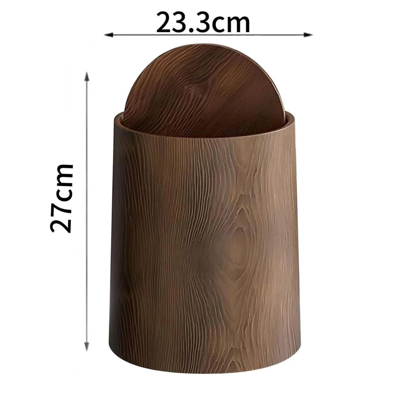 JOYO 12/15L Wood Grain Trash Can with Lid,Walnut Brown Wood Grain Garbage Can with Swing Top Lid,Detachable Inner Bin, Minimalist Diaper Trash Can for Bathroom Office Bedroom (12L(3.2Gal))